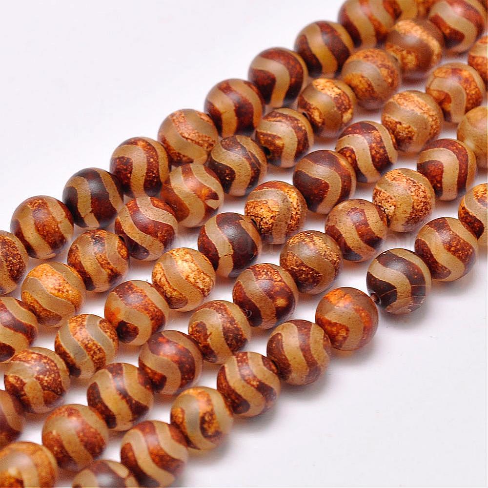Wholesale Natural Tibetan Style Wave Pattern dZi Beads Strands ...