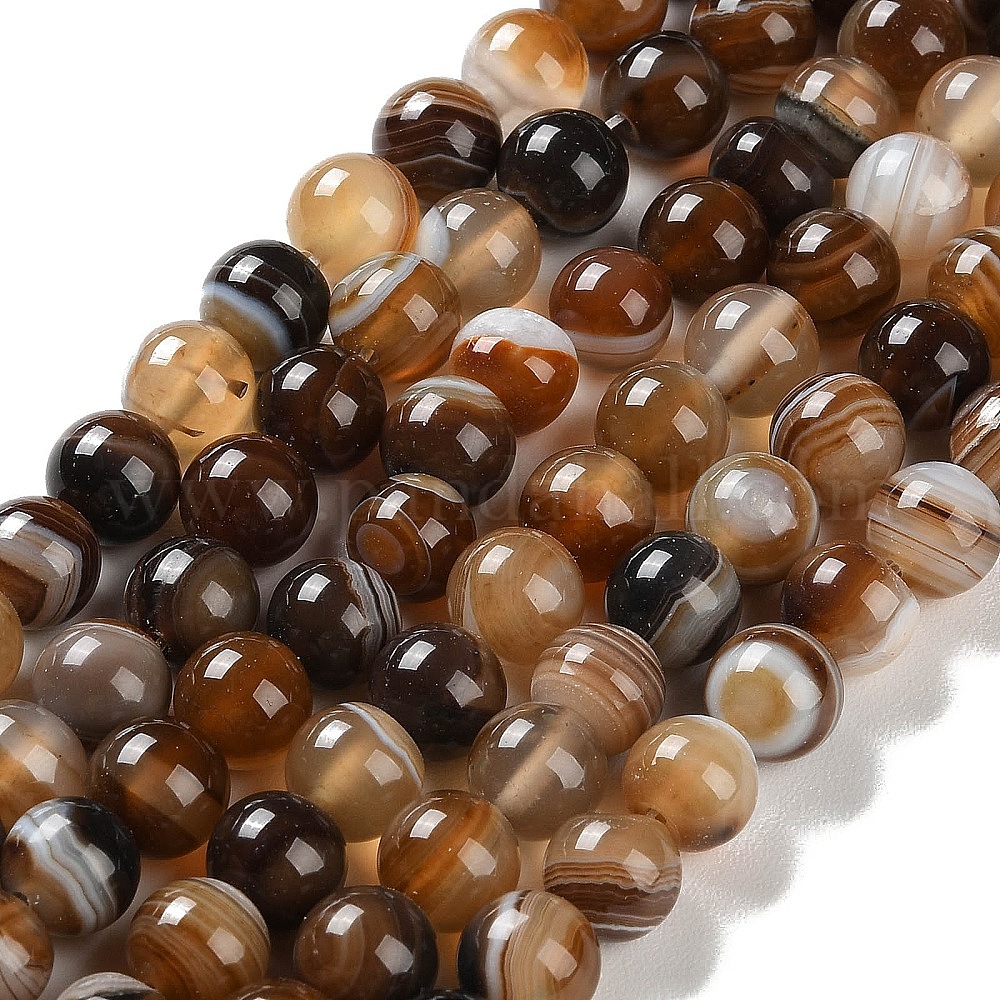 Wholesale Natural Striped Agate/Banded Agate Beads Strands - Pandahall.com