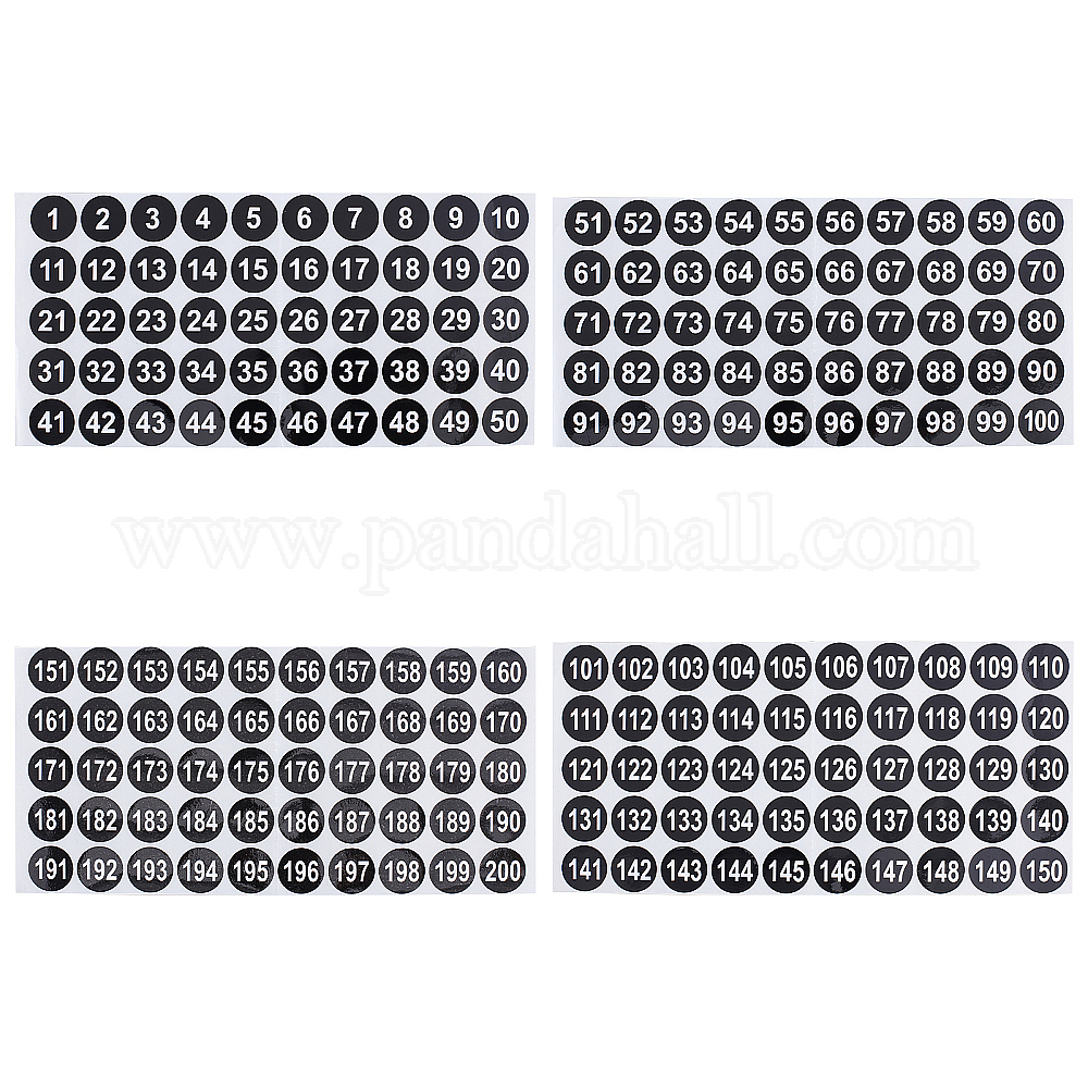 Wholesale 4 Sheets 4 Style Flat Round Round Number Labels Stickers ...