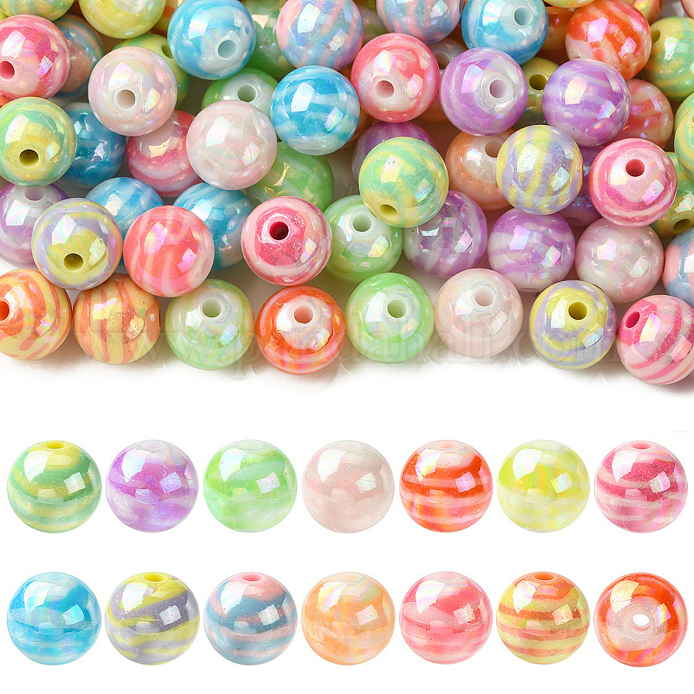 Wholesale 100Pcs 2 Styles AB Color Plated Acrylic Beads - Pandahall.com