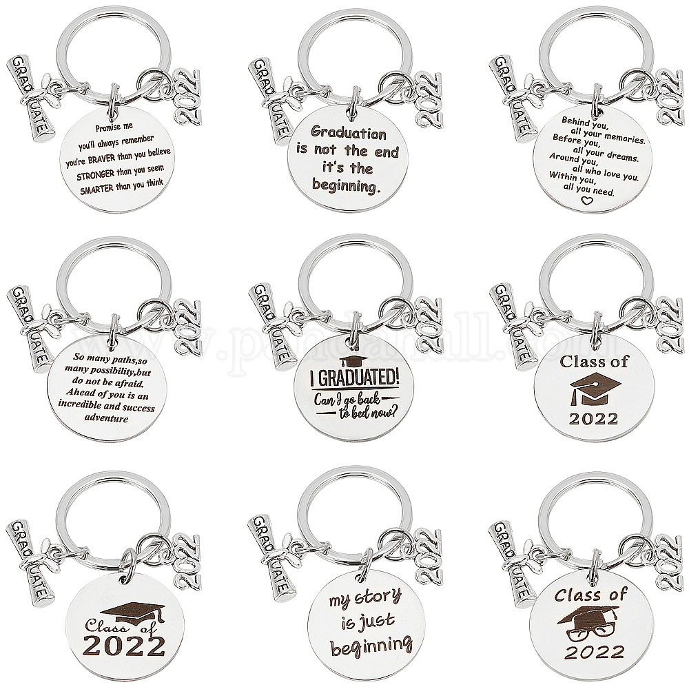 Wholesale 9Pcs 9 Style Graduation Theme 201 Stainless Steel Keychain ...