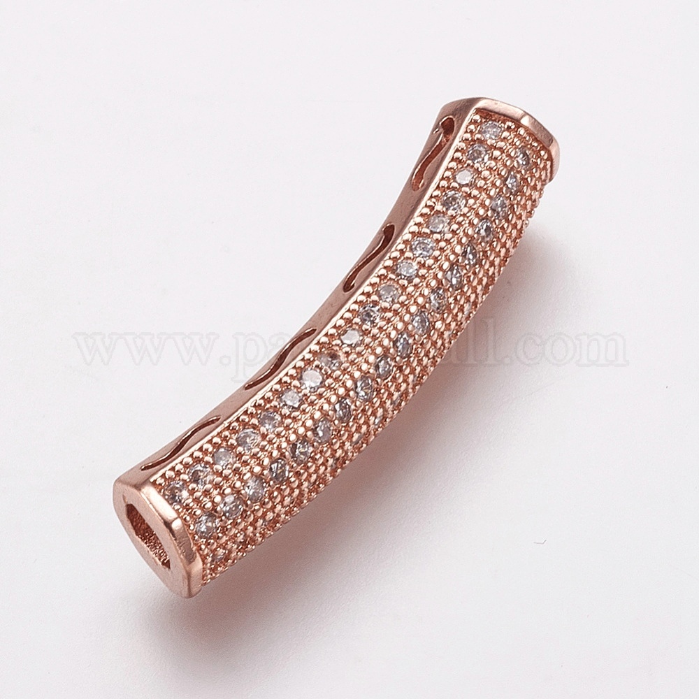 Wholesale Brass Micro Pave Cubic Zirconia Tube Beads - Pandahall.com