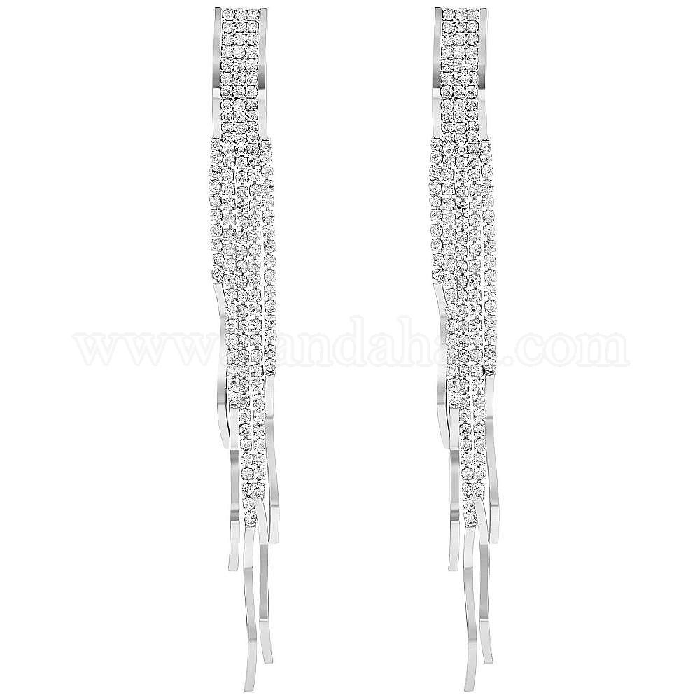 Wholesale Boho Tassel Chandelier Earrings Cubic Zirconia Long Earrings Crystal Dangling Earrings ...