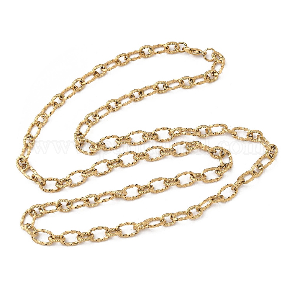 Wholesale Unisex 304 Stainless Steel Textured Cable Chain Necklaces ...