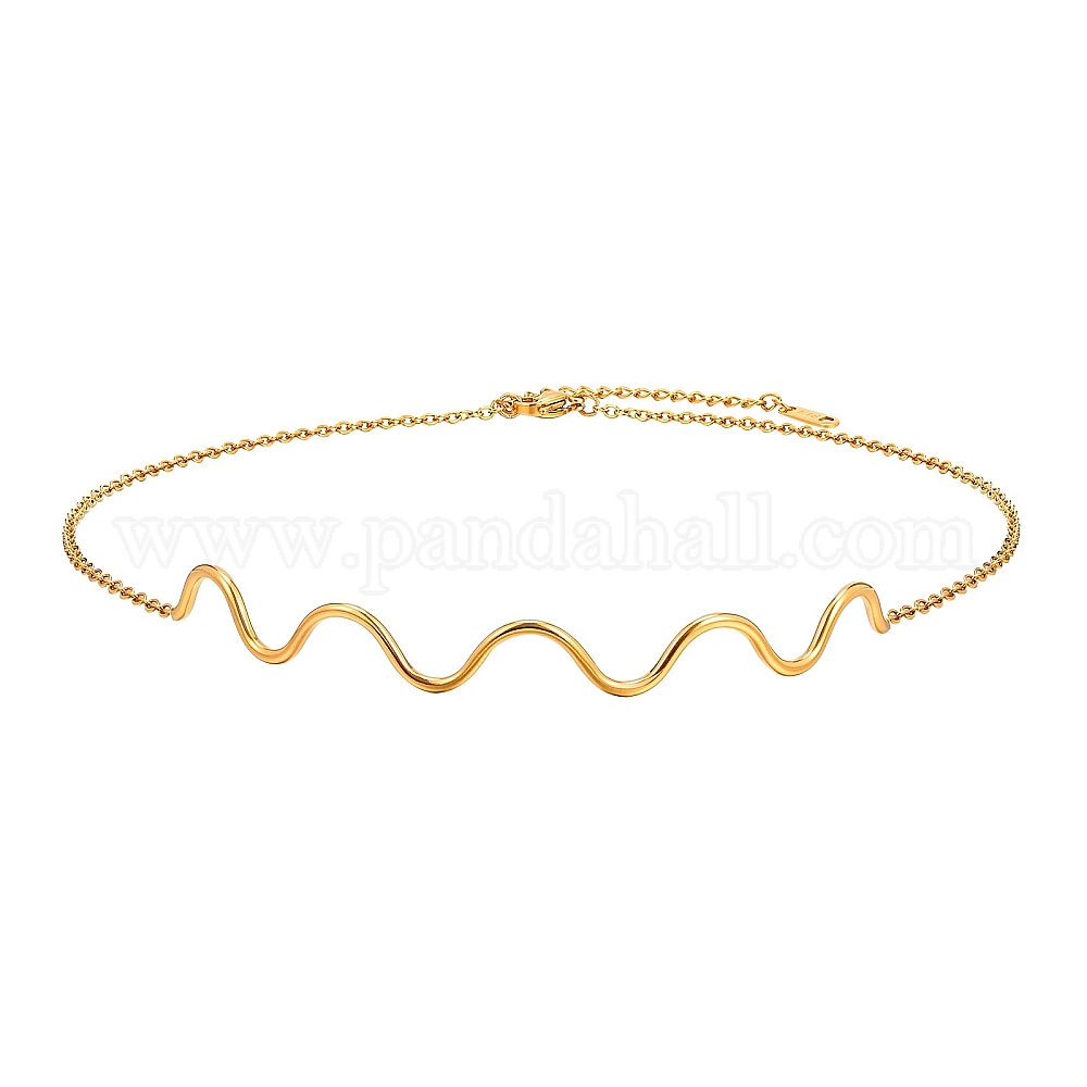 Wholesale Stainless Steel Wavy Line Choker Necklaces - Pandahall.com