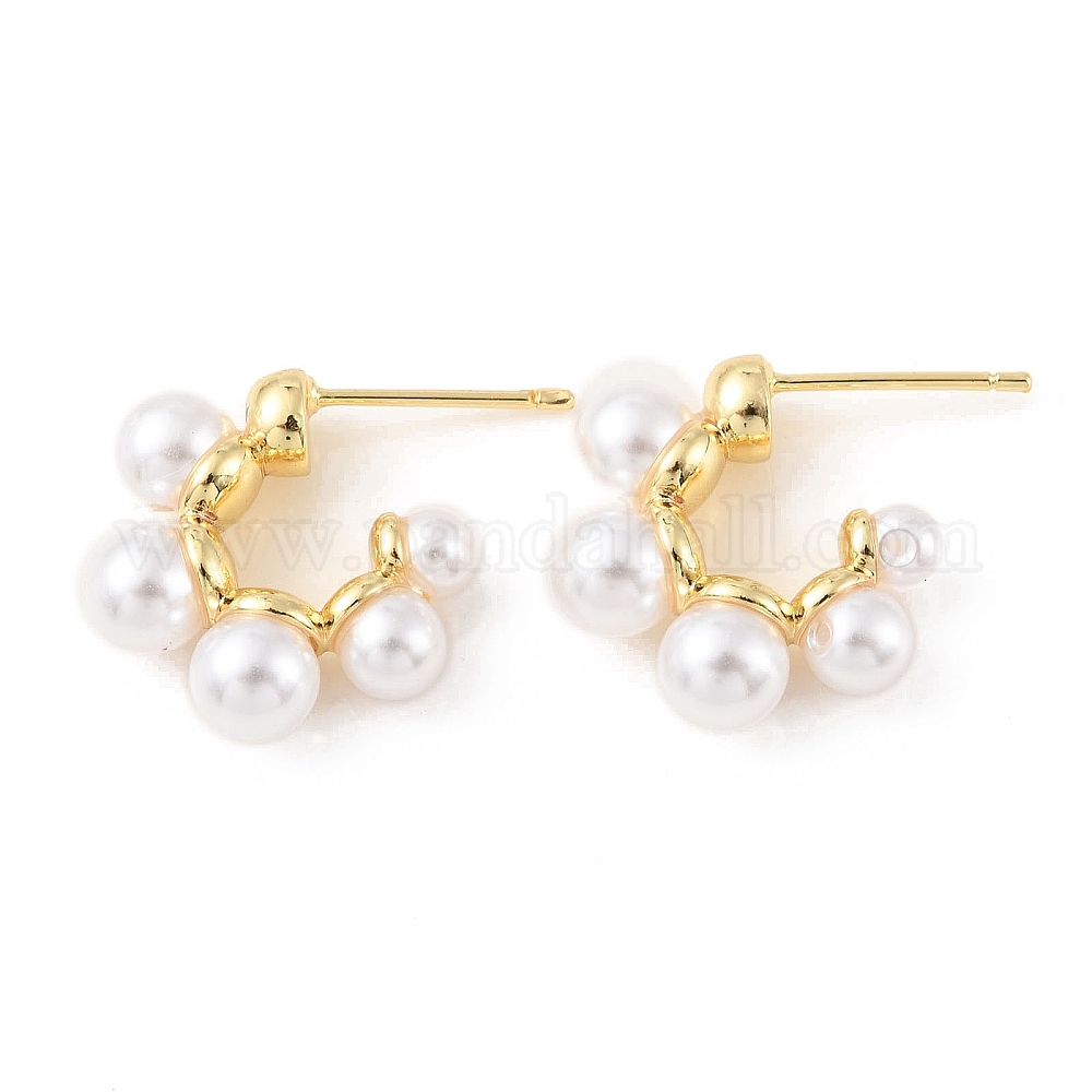 Wholesale Plastic Pearl Beaded Half Round Stud Earrings - Pandahall.com