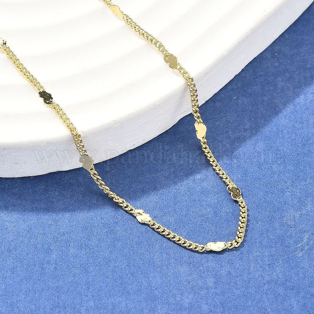 Wholesale Brass Curb Chains with Heart Necklace for Women - Pandahall.com