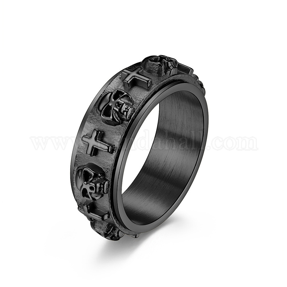 Wholesale Stainless Steel Skull & Cross Rotatable Finger Ring ...