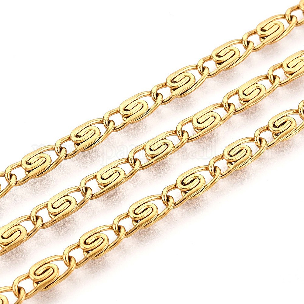 304ステンレススチールルマキナチェーン ハンダ付け スプールで イオンプレーティング（ip） 18KGP本金メッキ 9.5x4x1.5mm 約32.81フィート（10m）/ロールの通販 ...