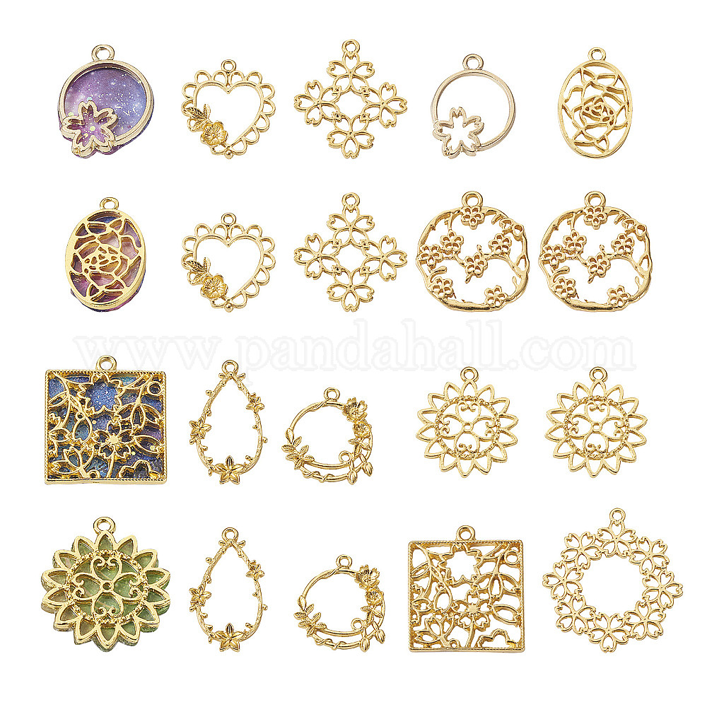 Wholesale 40Pcs 10 Style Alloy Open Back Bezel Pendants - Pandahall.com