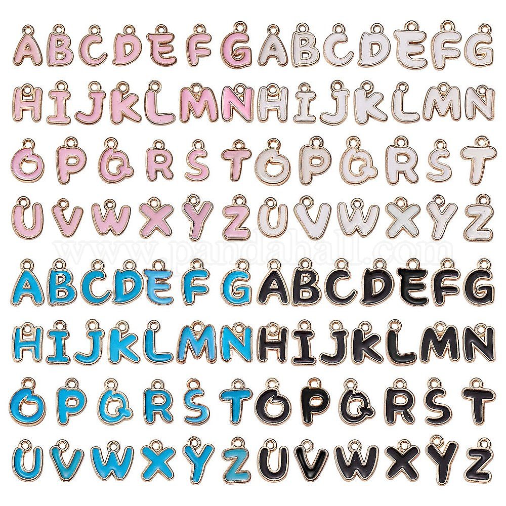 Wholesale 104Pcs Letter A~Z Alloy Enamel Pendant Charms - Pandahall.com