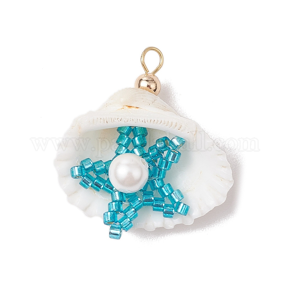 Wholesale Cylinder Seed Beaded Starfish & Shell Pendants - Pandahall.com