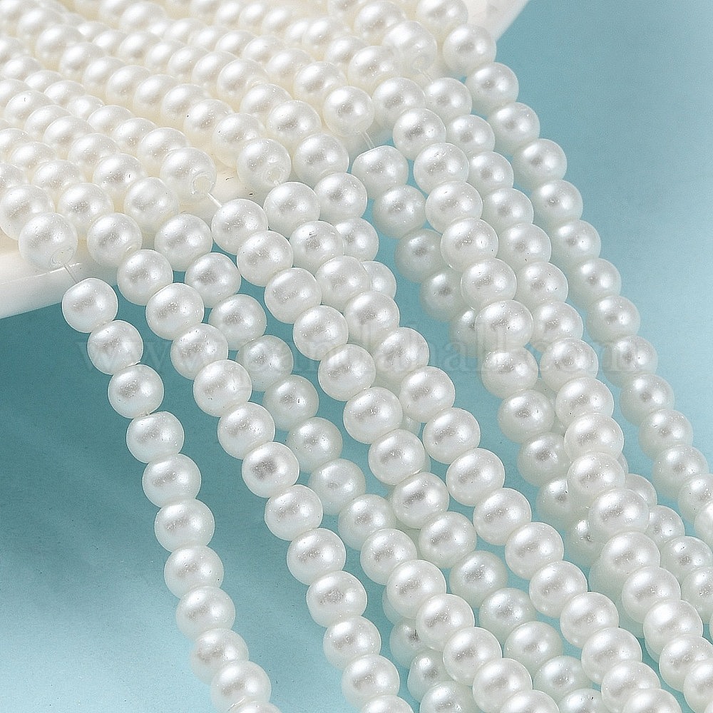 Wholesale Baking Painted Pearlized Glass Pearl Round Bead Strands ...