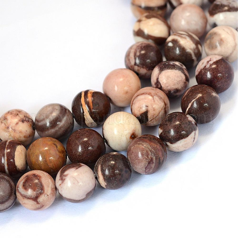 Wholesale Natural Zebra Jasper Round Bead Strands - Pandahall.com