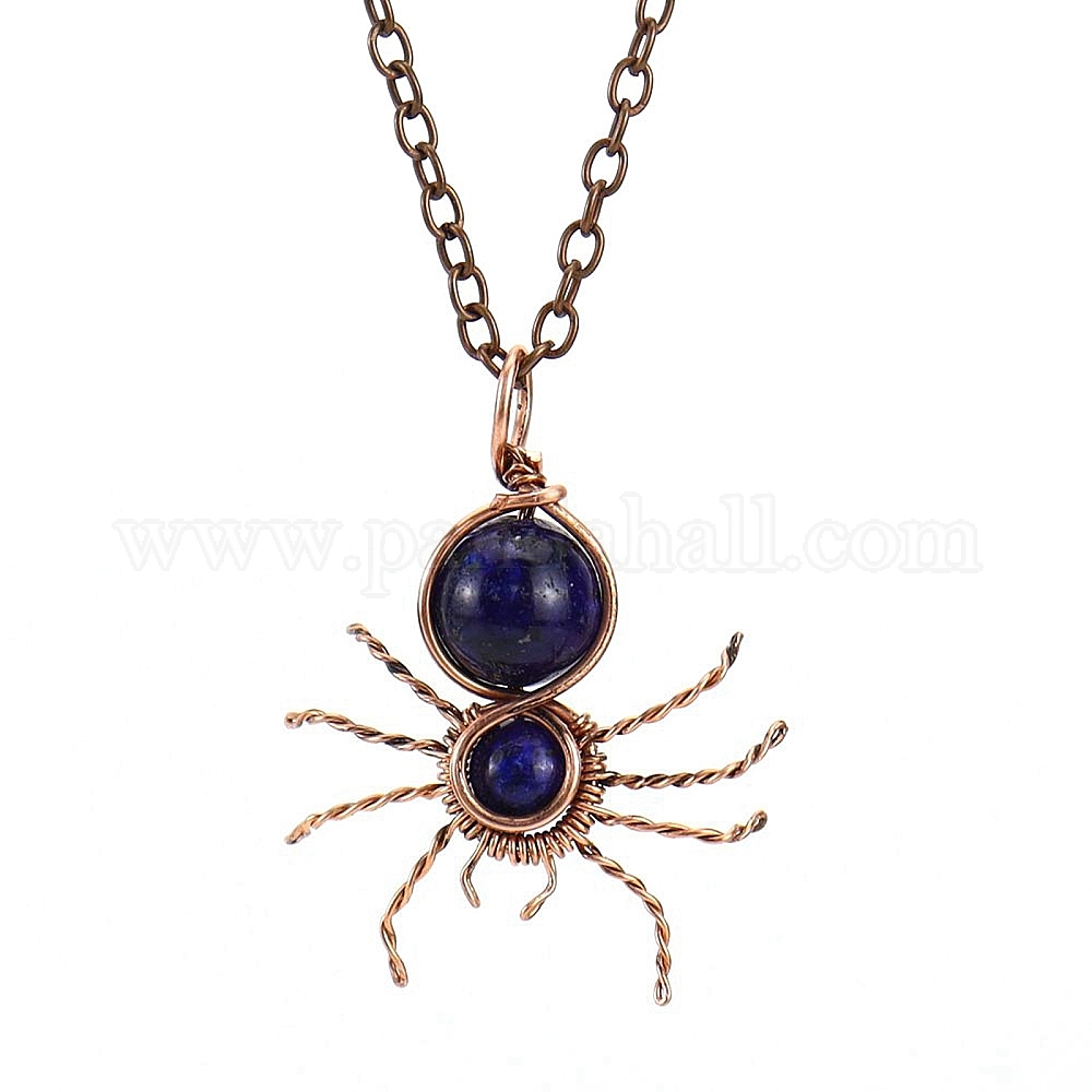 Wholesale Natural Lapis Lazuli Spider Pendant Necklaces - Pandahall.com