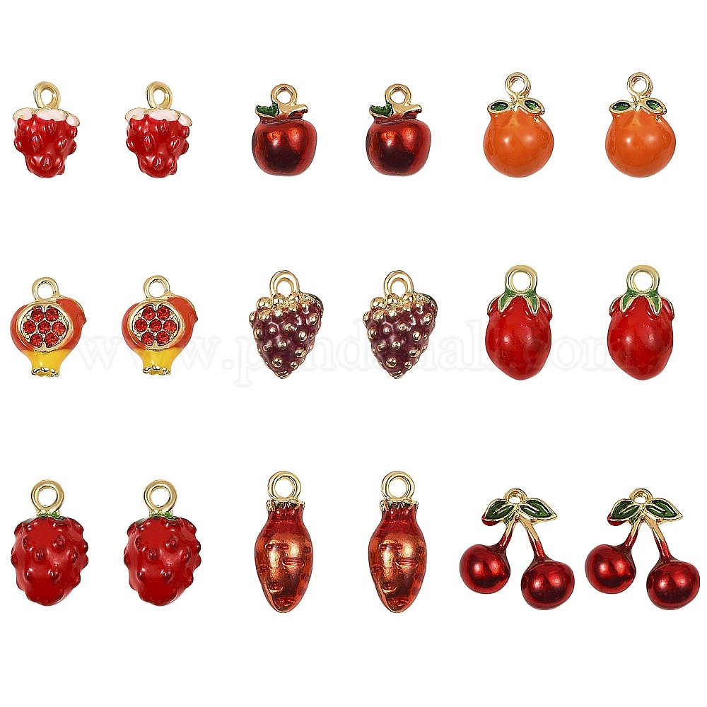 Wholesale 18Pcs Mixed Enamel Fruits Charms Pendant Imitation Fruit ...